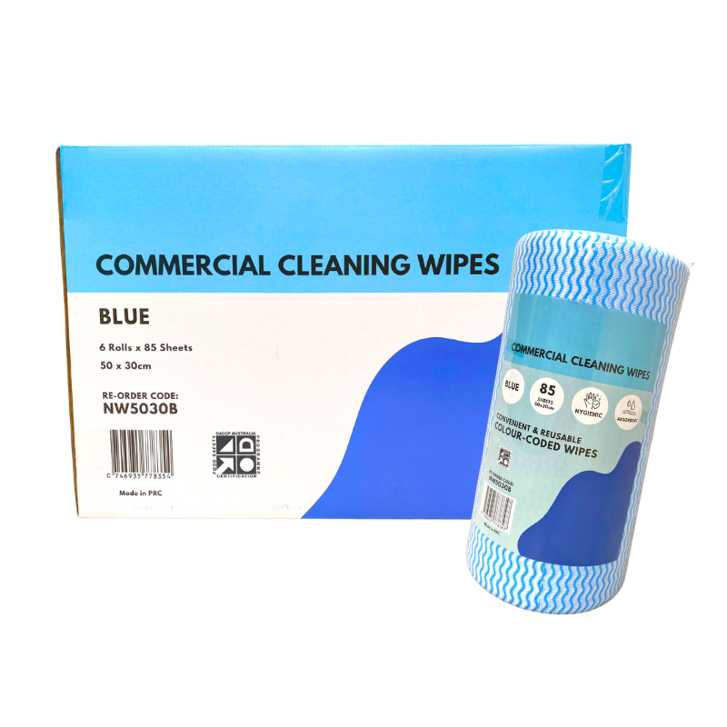 Blue Cleaning Wipes Roll – Heavy Duty Food Safe (50cm x 30cm, 85 Sheet